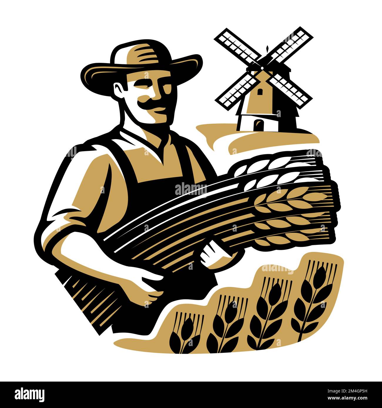 Man harvesting grains Stock Vector Images - Alamy