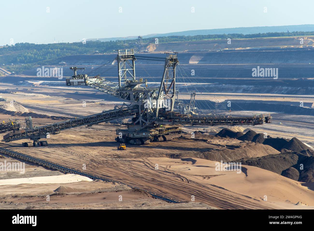 Garzweiler, Germany: Coal opencast mine with giant excavator in the pit ...