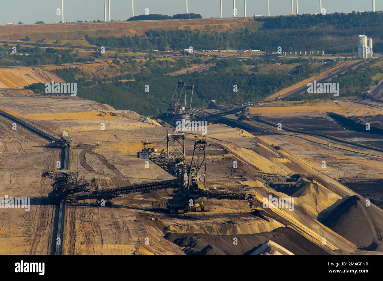 Garzweiler, Germany: Coal opencast mine with giant excavator in the pit ...