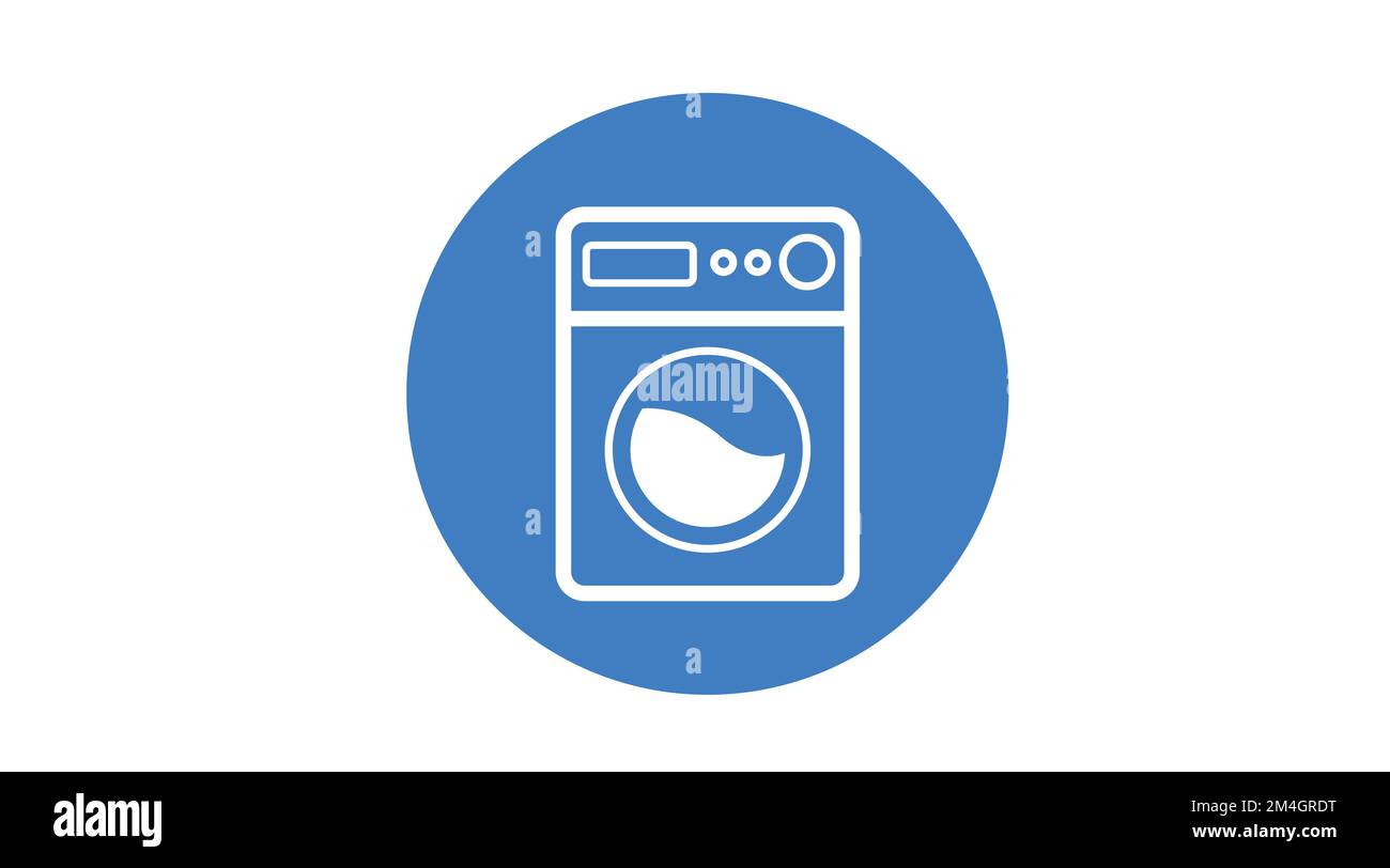 Washing machine blue rounded icon or sign. Vector isolated illustration Stock Vector Image & Art ...