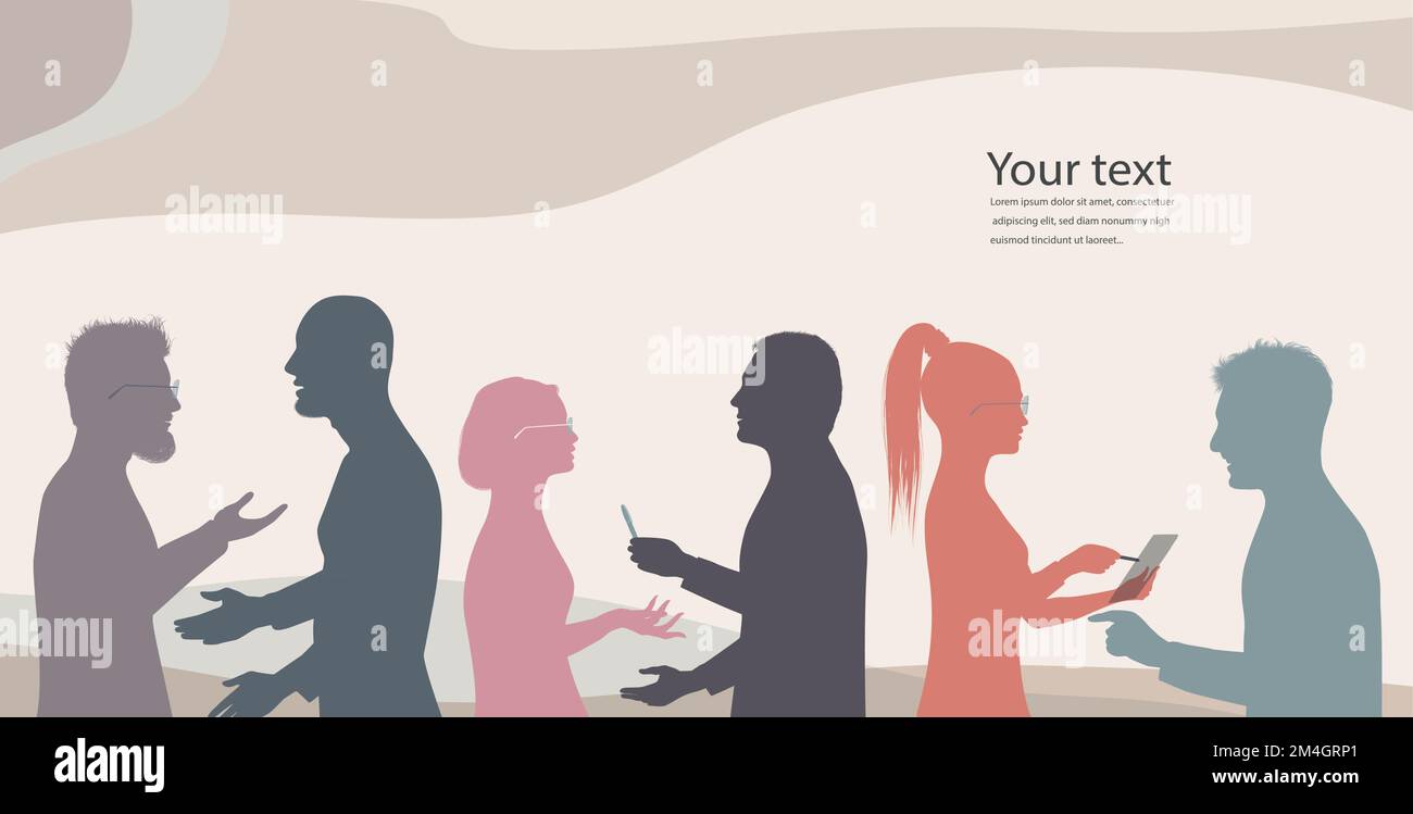 Silhouette of diversity people side. Group of multicultural business ...