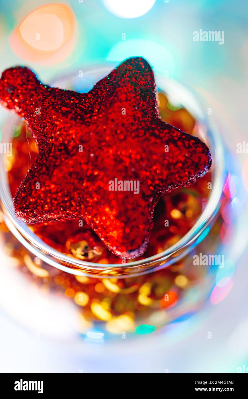 Little christmas baubles in wineglasses on a dark background Stock ...