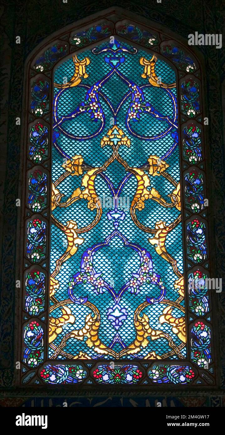 Tokapi palace in Istanbul. Stained-glass windows in the Twin Kiosk of ...
