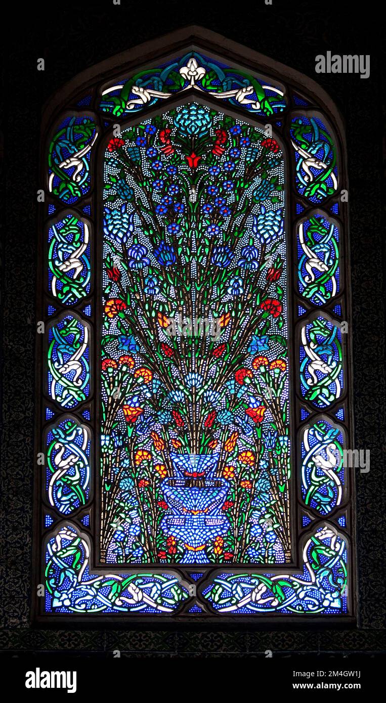 Tokapi palace in Istanbul. Stained-glass windows in the Twin Kiosk of ...