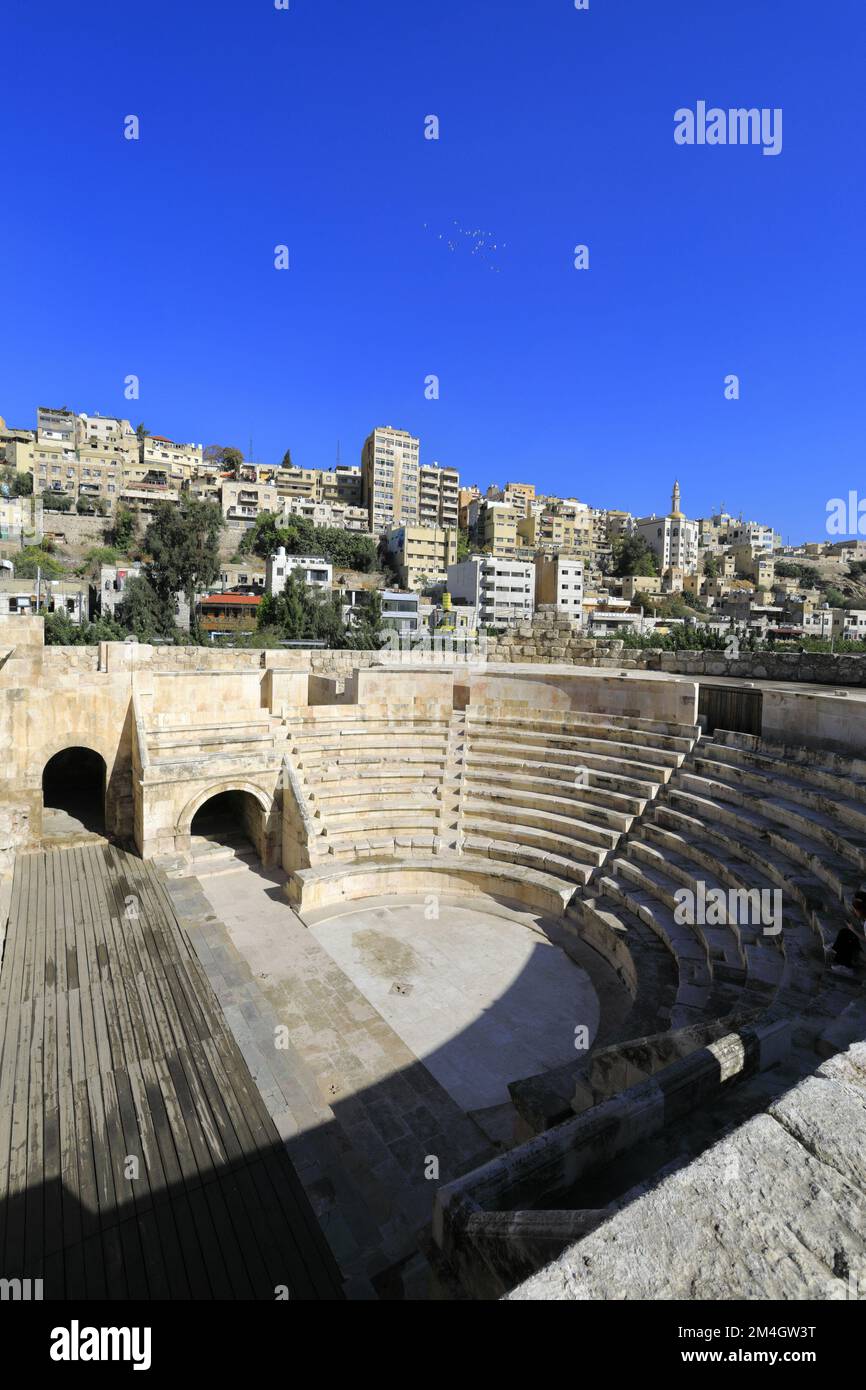 View over the Odeon Theatre, Hashemite Plaza, Amman City, Jordan ...