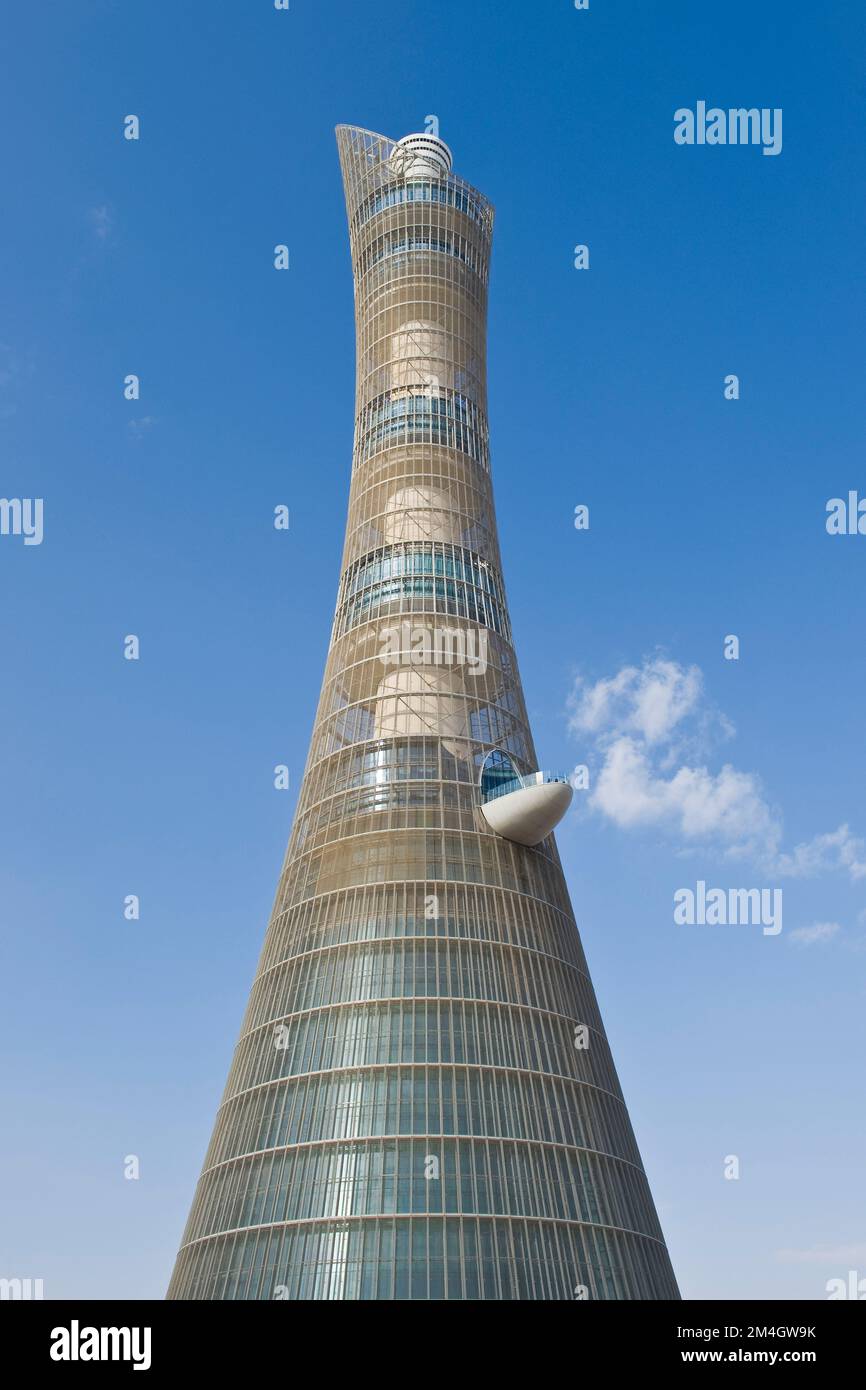 Qatar, Doha, The Aspire Tower in Doha Sports City Complex Stock Photo ...