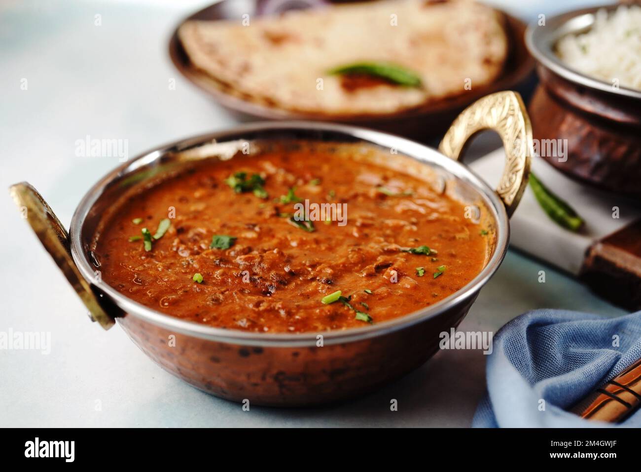 Dal Makhani served with rice and roti - Indian vegetarian meal Stock ...