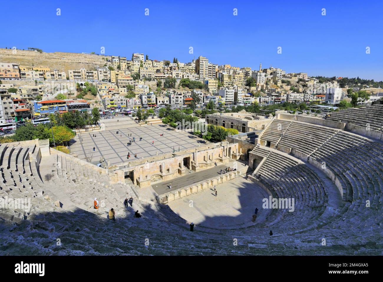 View over the Roman Theatre in the Hashemite Plaza, Amman City, Jordan ...