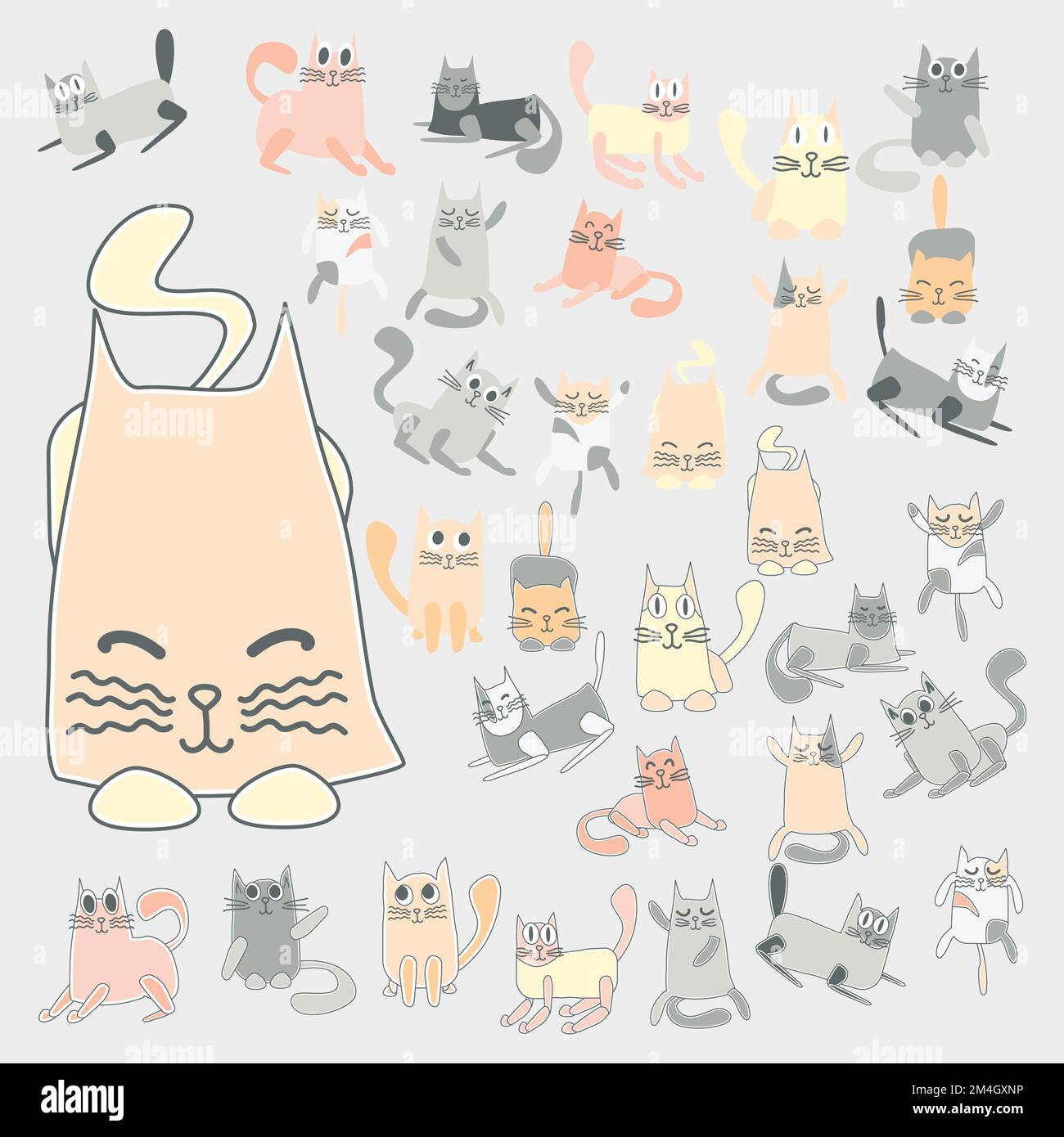 Abstract Cat Pose Doodle Pastel Color Stock Vector Image & Art - Alamy