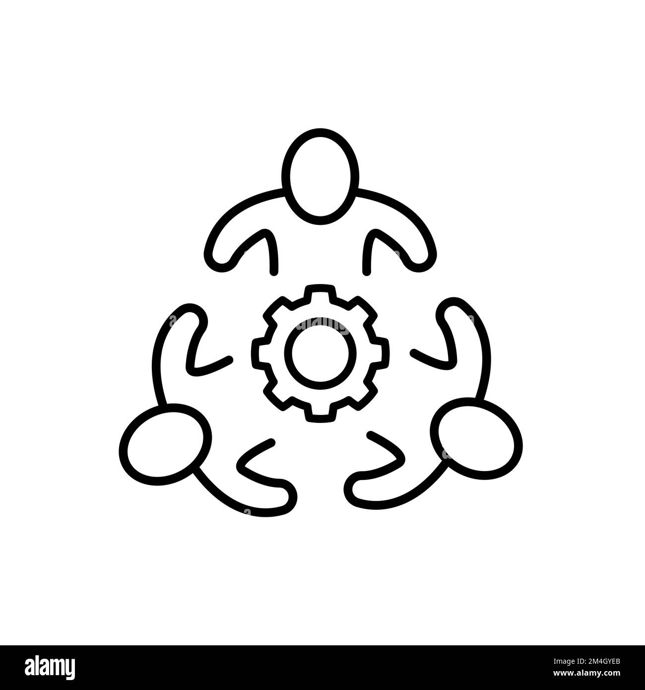 Cooperation line icon. Cooperation mechanisms between workers ...