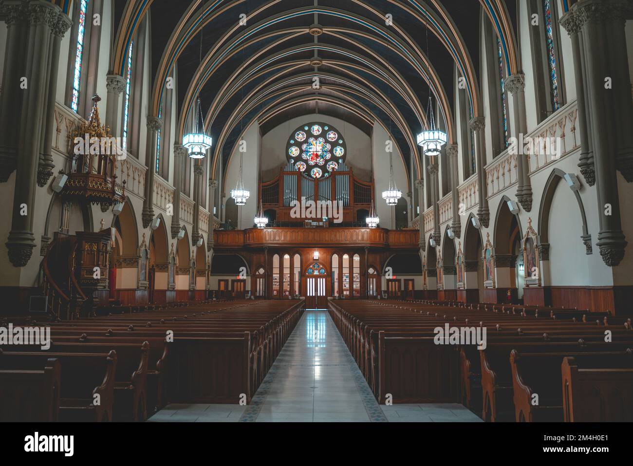The interior of Saint John the Evangelist catholic church in ...