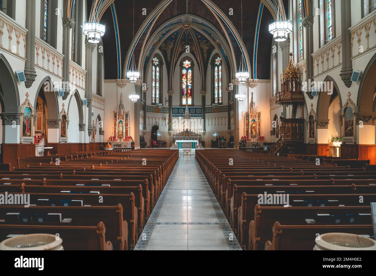 The interior of Saint John the Evangelist catholic church in ...