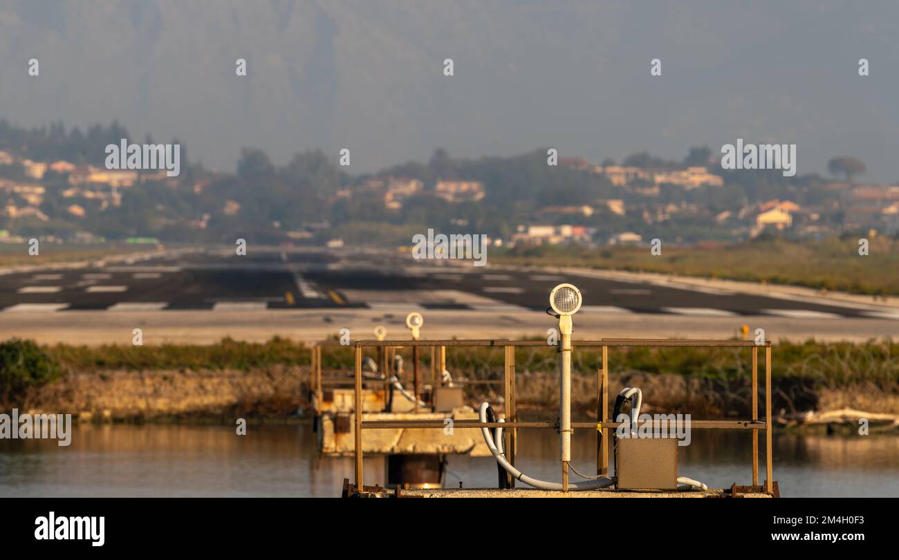 Approach to the airport runway in Corfu,Greece Stock Photo - Alamy