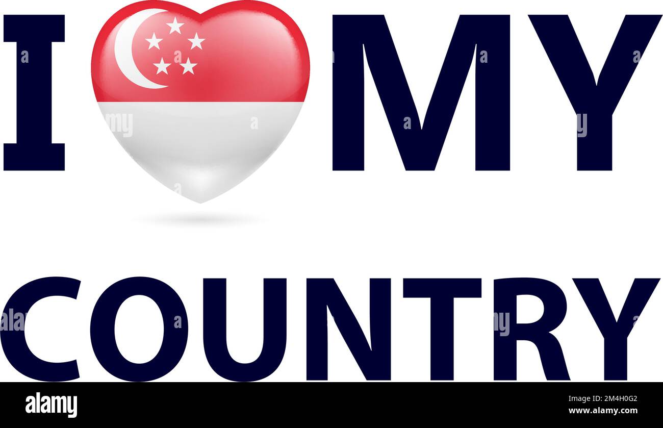 Heart with Singaporean flag colors. I Love My Country - Singapore Stock ...