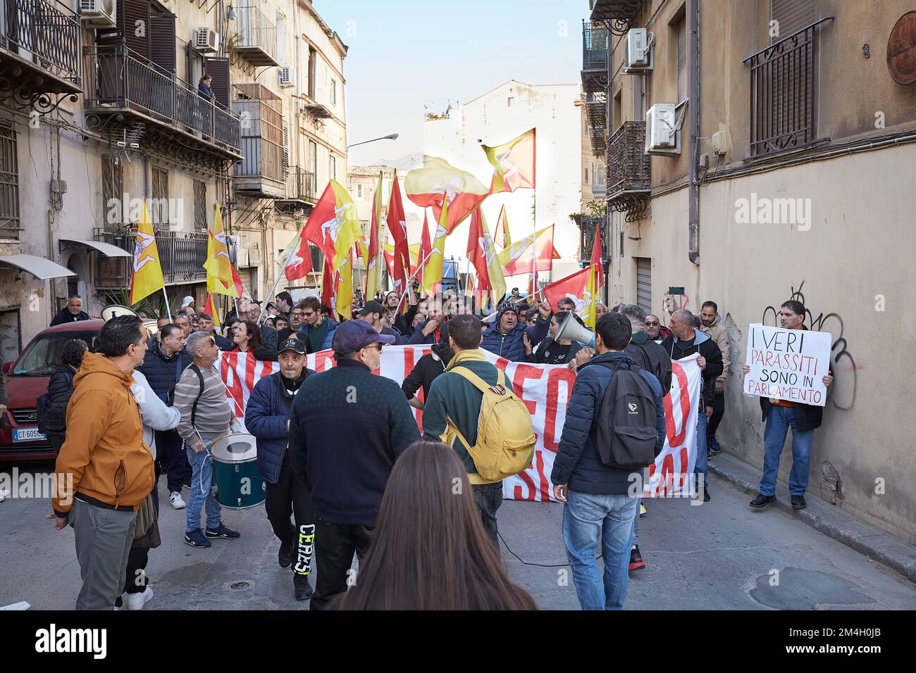 Palermo, Sicily, Italy. 21st Dec, 2022. Protest from La Zisa castle to ...