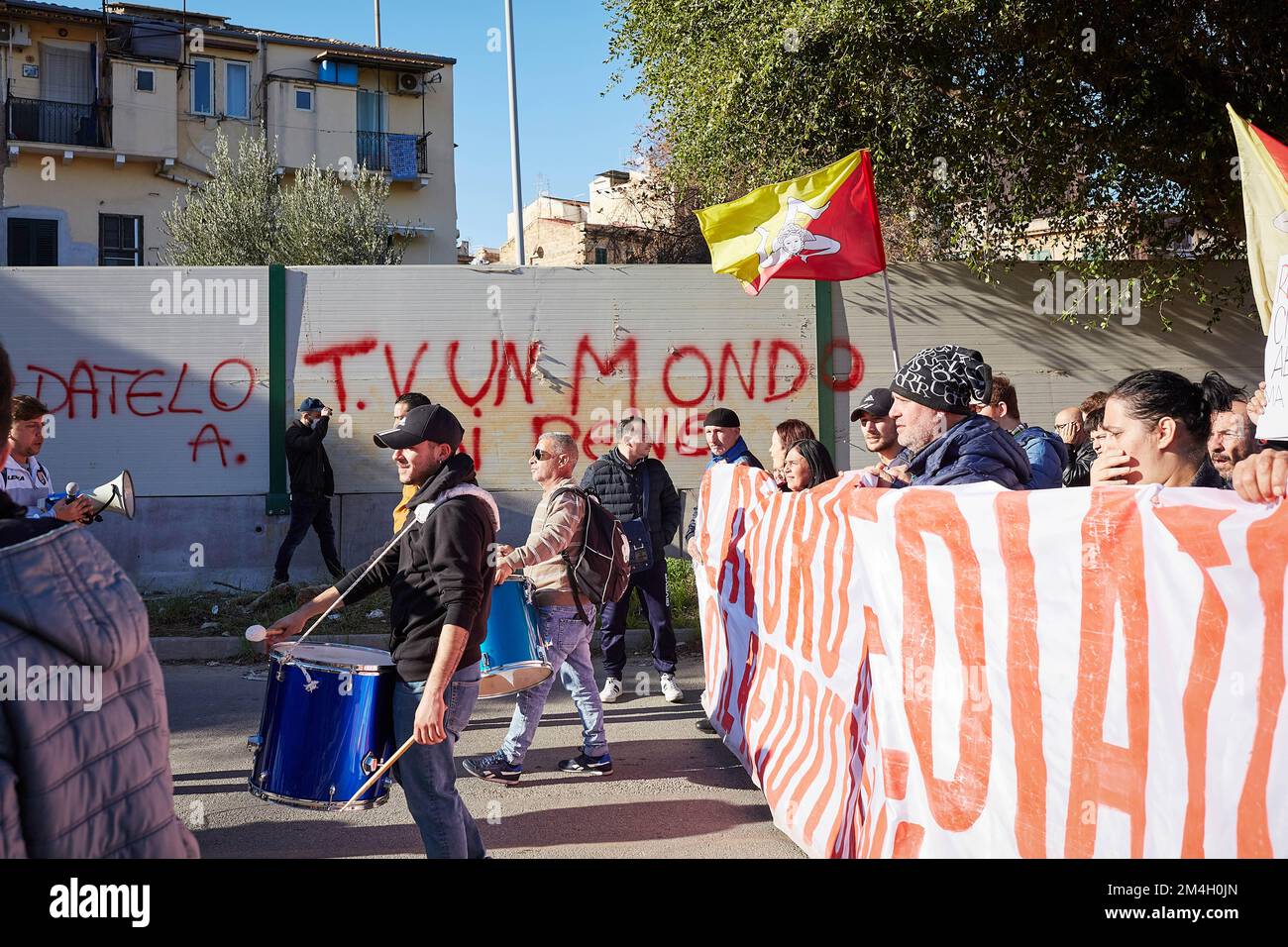 Palermo, Sicily, Italy. 21st Dec, 2022. Protest from La Zisa castle to ...