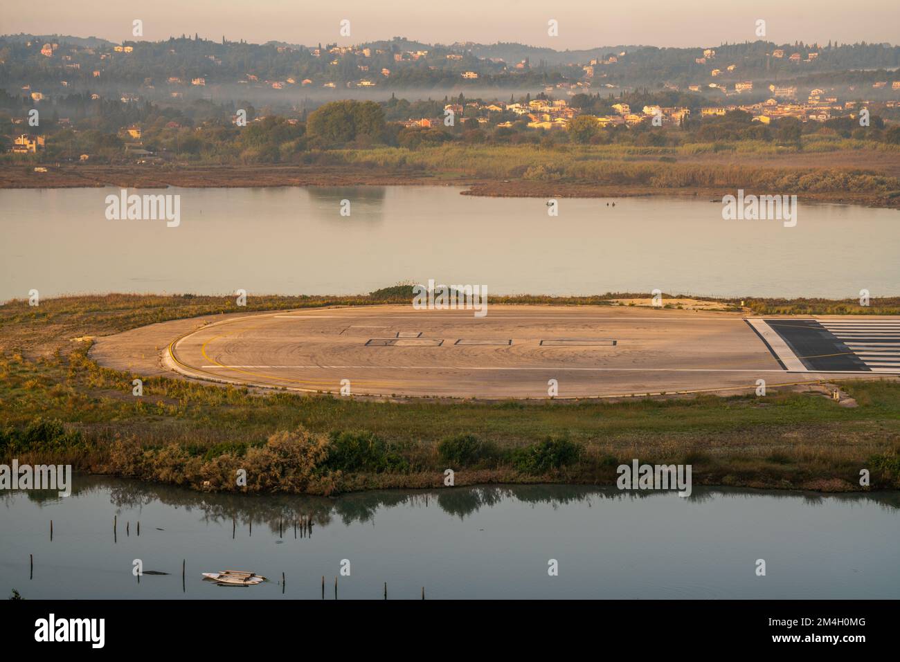 Approach to the airport runway in Corfu,Greece Stock Photo - Alamy