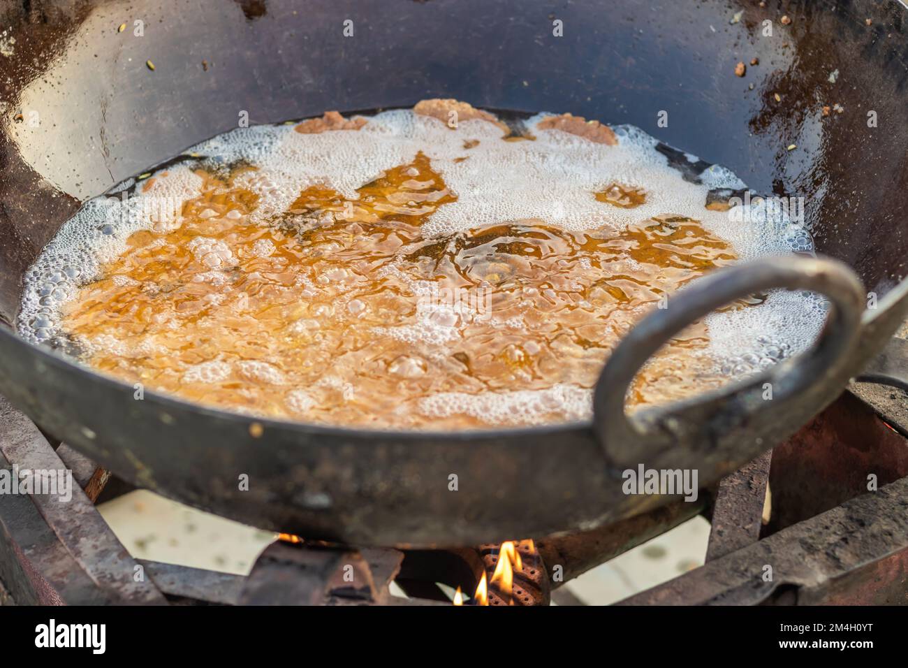 hot boiling refined oil from flat angle Stock Photo - Alamy