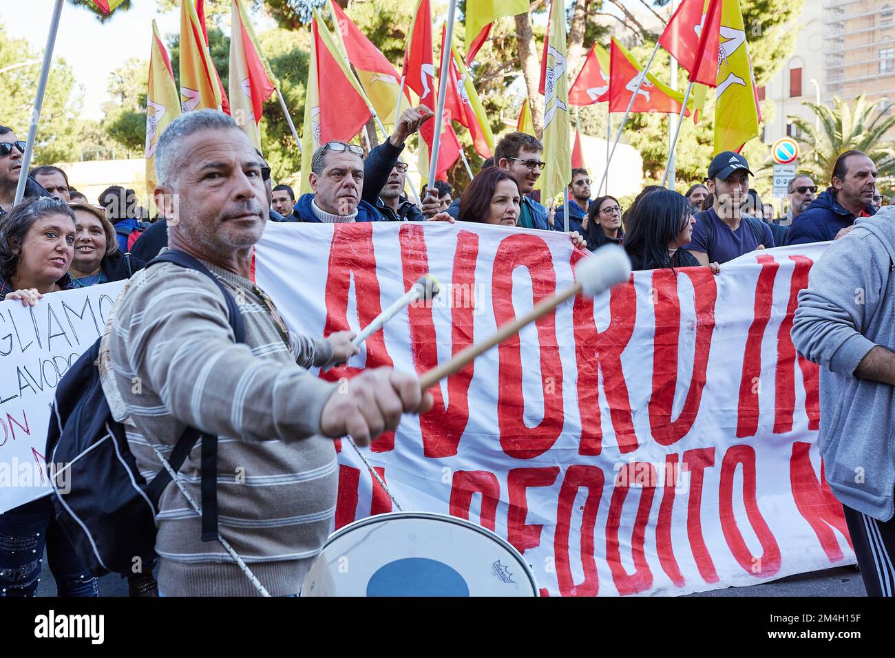 Palermo, Sicily, Italy. 21st Dec, 2022. Protest from La Zisa castle to ...