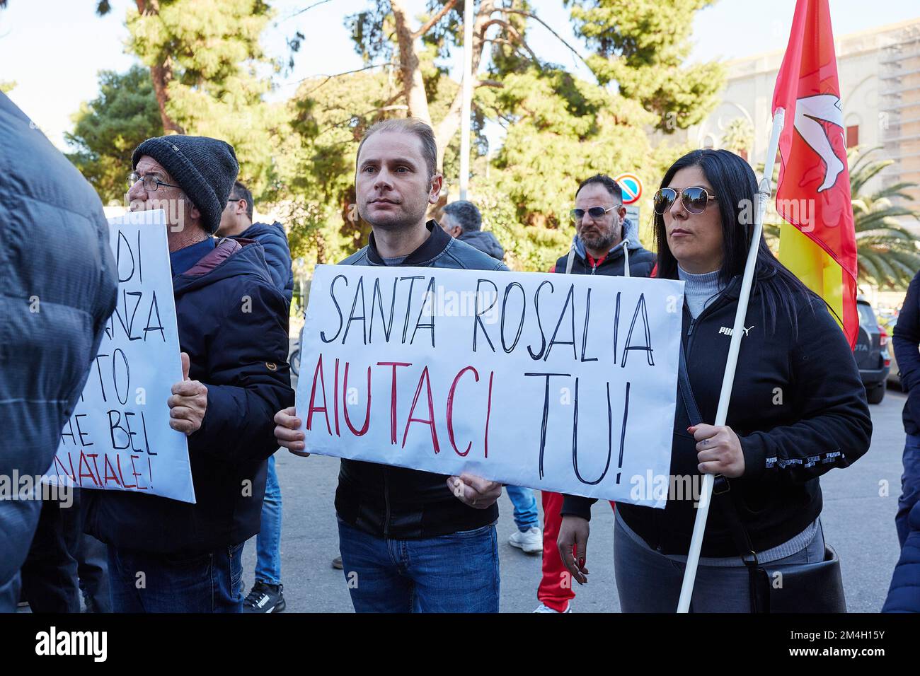 Palermo, Sicily, Italy. 21st Dec, 2022. Protest from La Zisa castle to ...