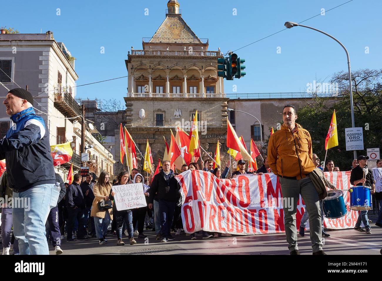 Palermo, Sicily, Italy. 21st Dec, 2022. Protest from La Zisa castle to ...