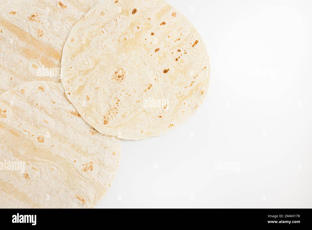 Plain wheat tortilla wraps. Spanish or Mexican circular unleavened ...