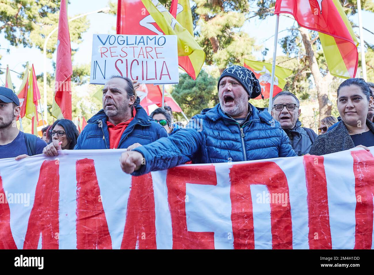 Palermo, Sicily, Italy. 21st Dec, 2022. Protest from La Zisa castle to ...