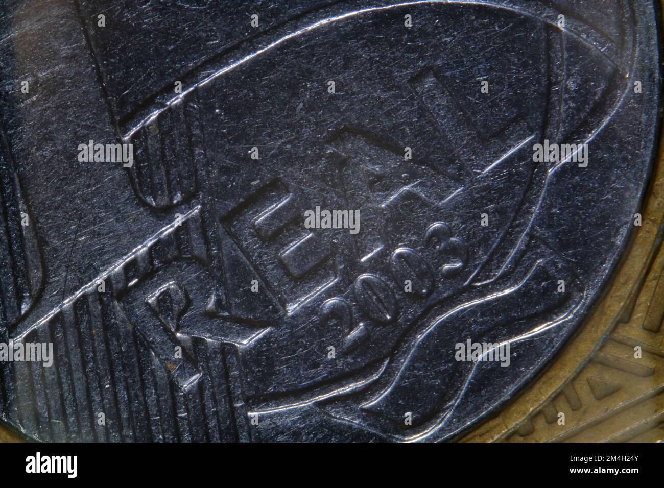 Real - The Brazilian currency. Brazilian Real coins in macro ...