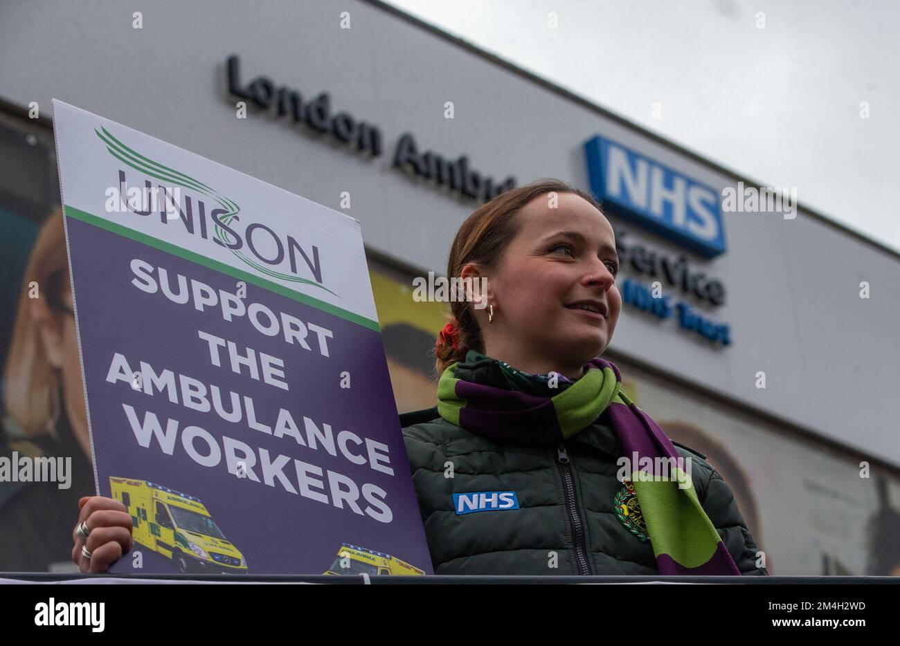 London, England, UK. 21st Dec, 2022. Ambulance workers are seen at ...