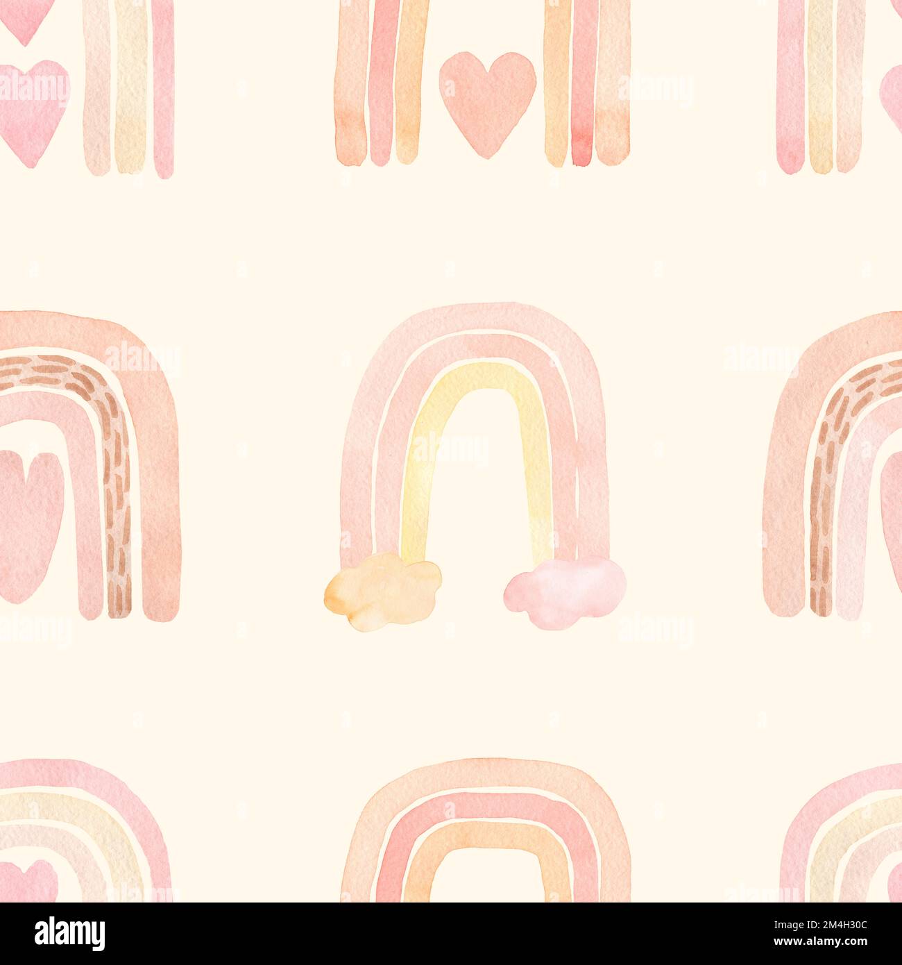 Watercolor nursery boho raindow pattern in neutral decicate beige ...