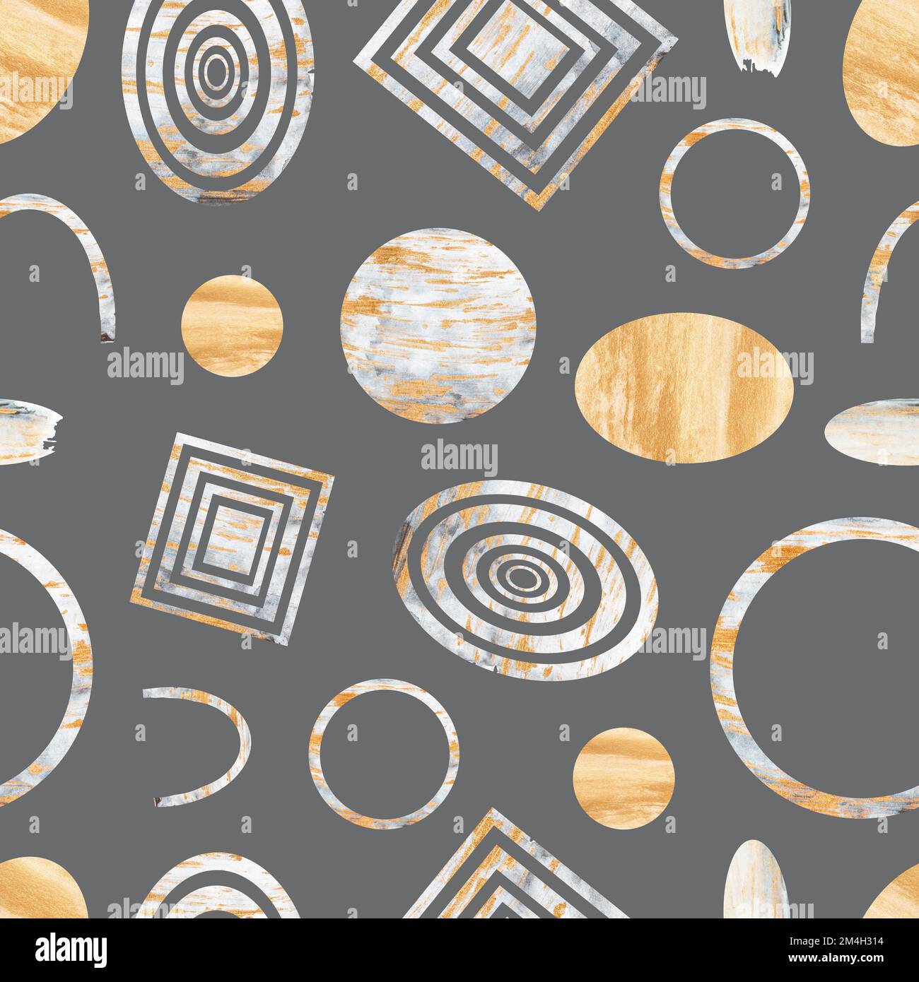 Abstract watercolor seamless pattern with hand painted geometric shapes ...