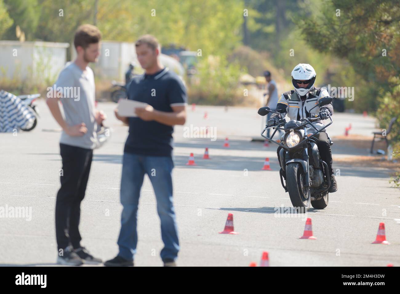 a student passing motorbike test Stock Photo - Alamy