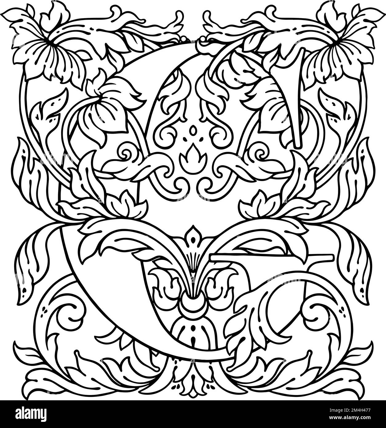 letter G flower ornament Monogram alphabet. Beautiful floral capital ...