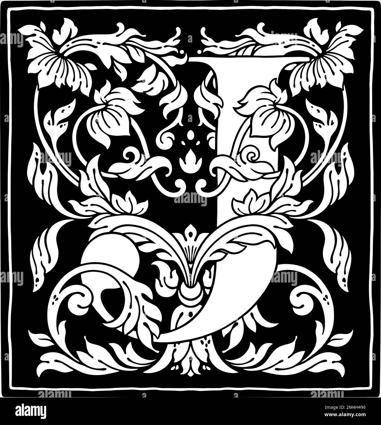 letter J flower ornament Monogram alphabet. Beautiful floral capital ...