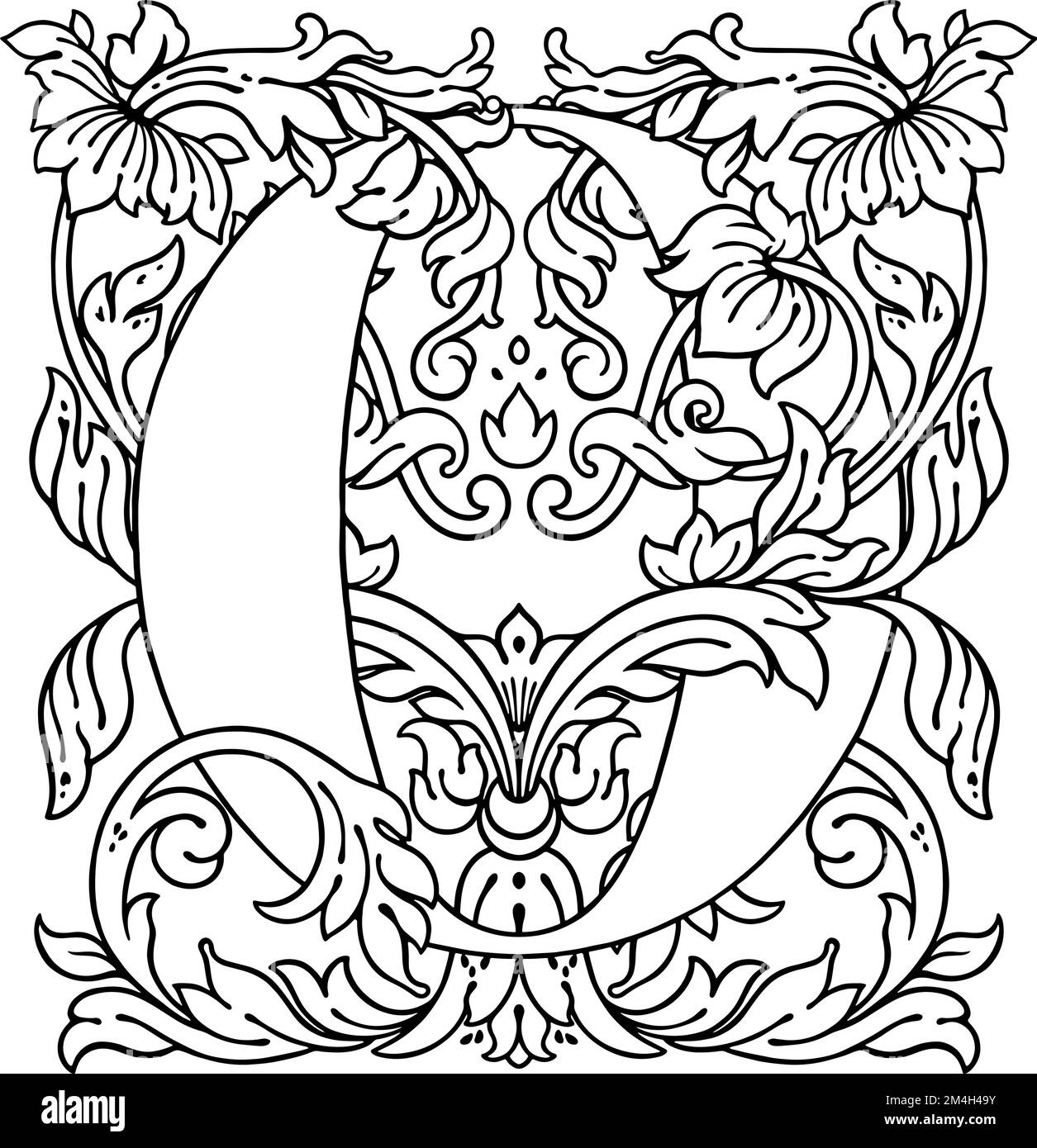 letter O flower ornament Monogram alphabet. Beautiful floral capital ...