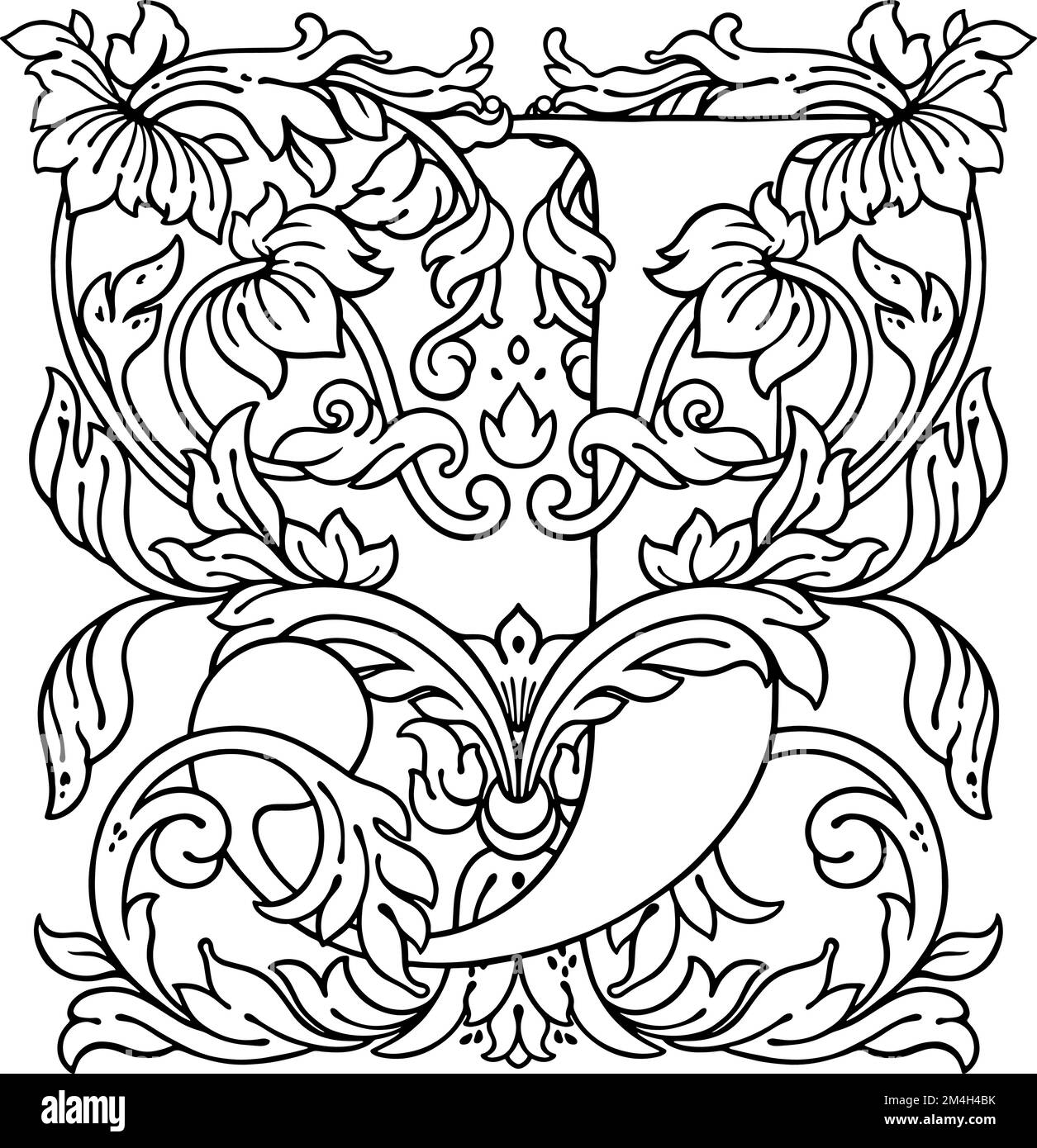 letter J flower ornament Monogram alphabet. Beautiful floral capital ...