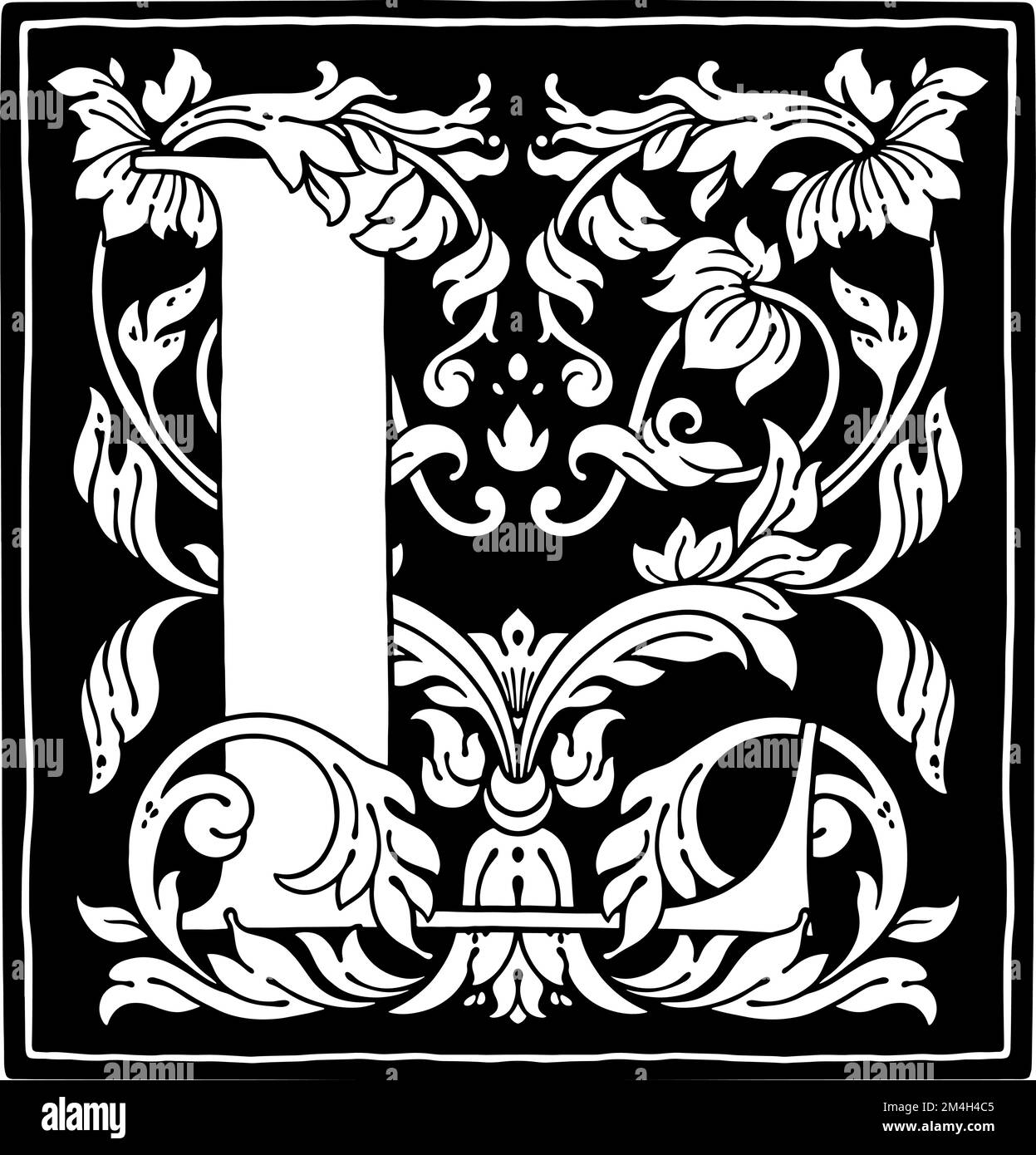 letter L flower ornament Monogram alphabet. Beautiful floral capital ...