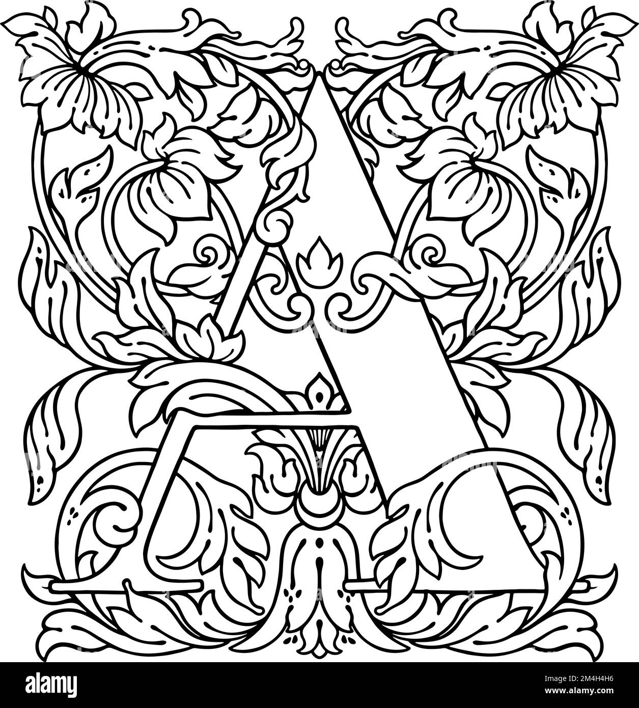 letter A flower ornament Monogram alphabet. Beautiful floral capital ...