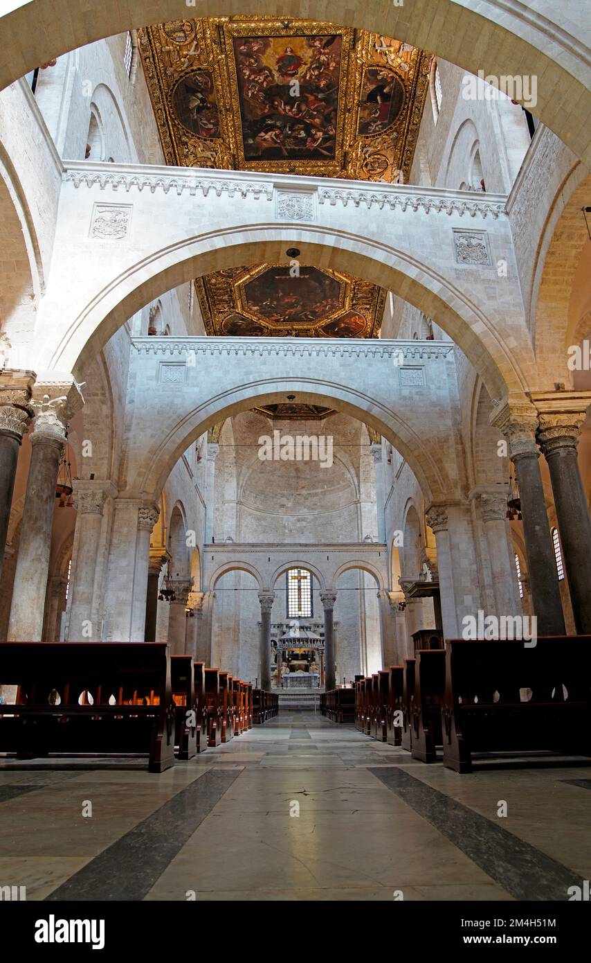 Interior view of the Cathedral,Basilica of San Nicola,Bari, province of ...