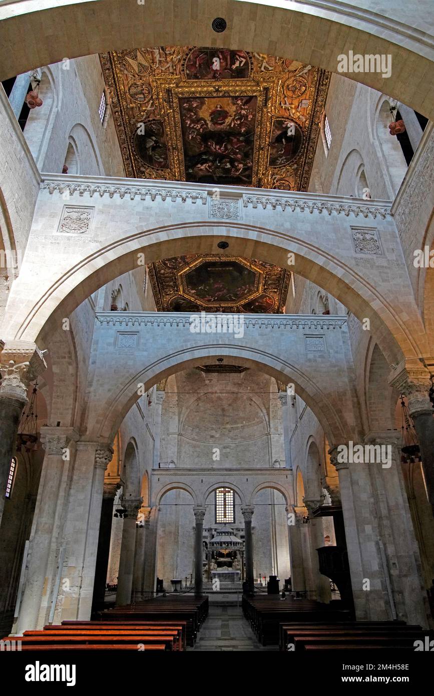 Interior view of the Cathedral,Basilica of San Nicola,Bari, province of ...