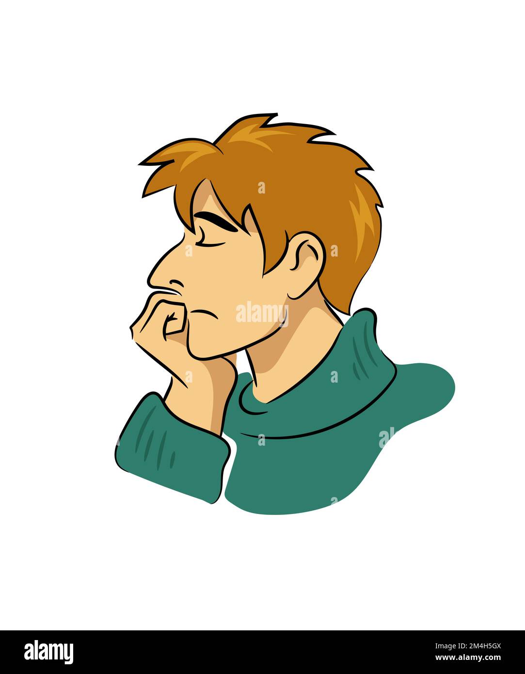 Young man thinking hand on Stock Vector Images - Alamy