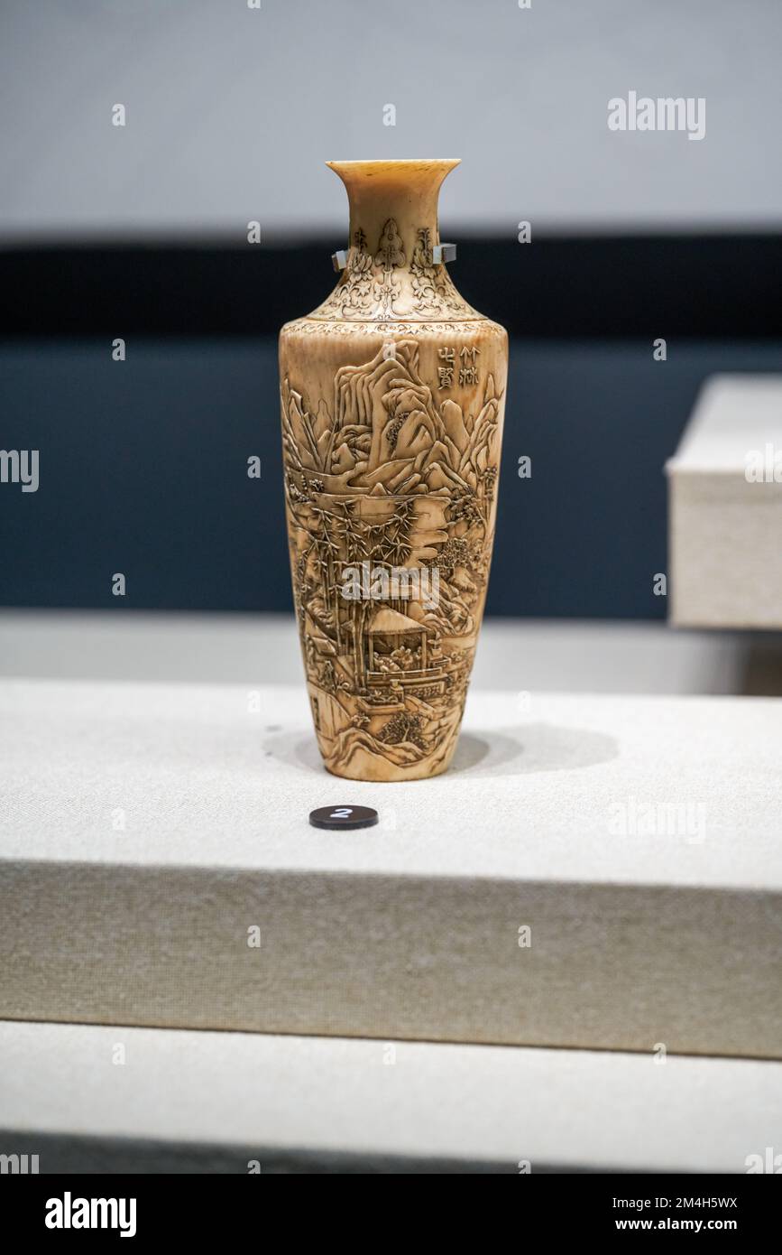 Close-up of delicate ivory sculptures from ancient China Stock Photo ...