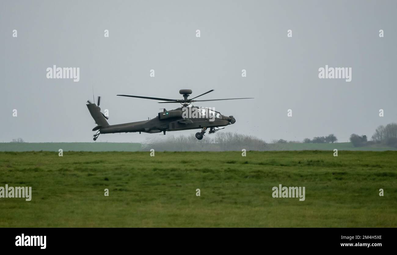 close up side view of British army AH-64E Boeing Apache Attack ...