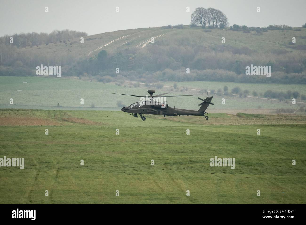 close up side view of British army AH-64E Boeing Apache Attack ...