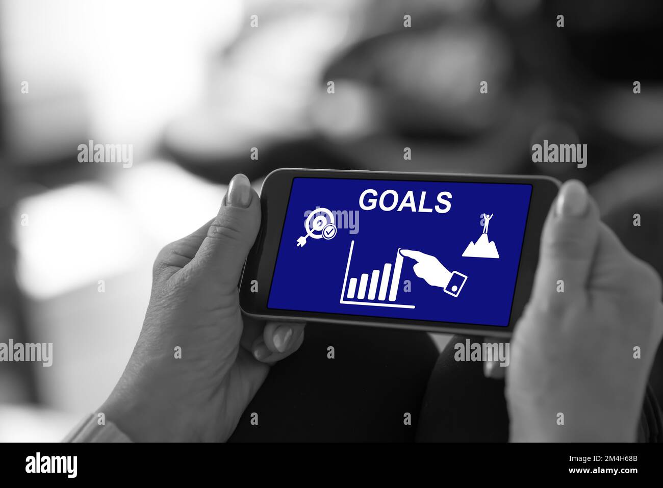 Smartphone screen displaying a goals concept Stock Photo - Alamy