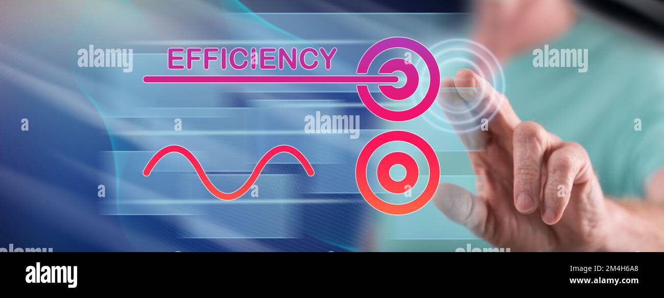 Man touching an efficiency concept on a touch screen with his finger ...