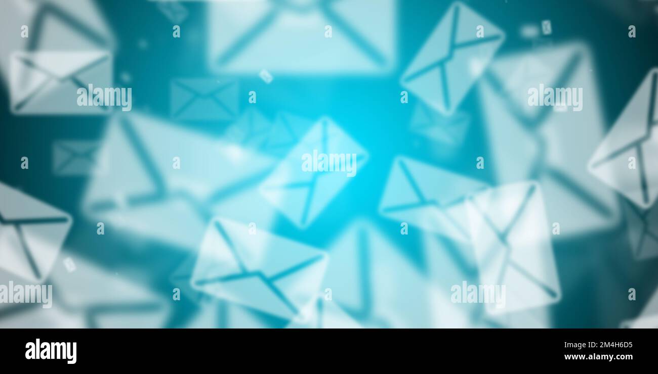 Flying envelopes over light blue background Stock Photo - Alamy