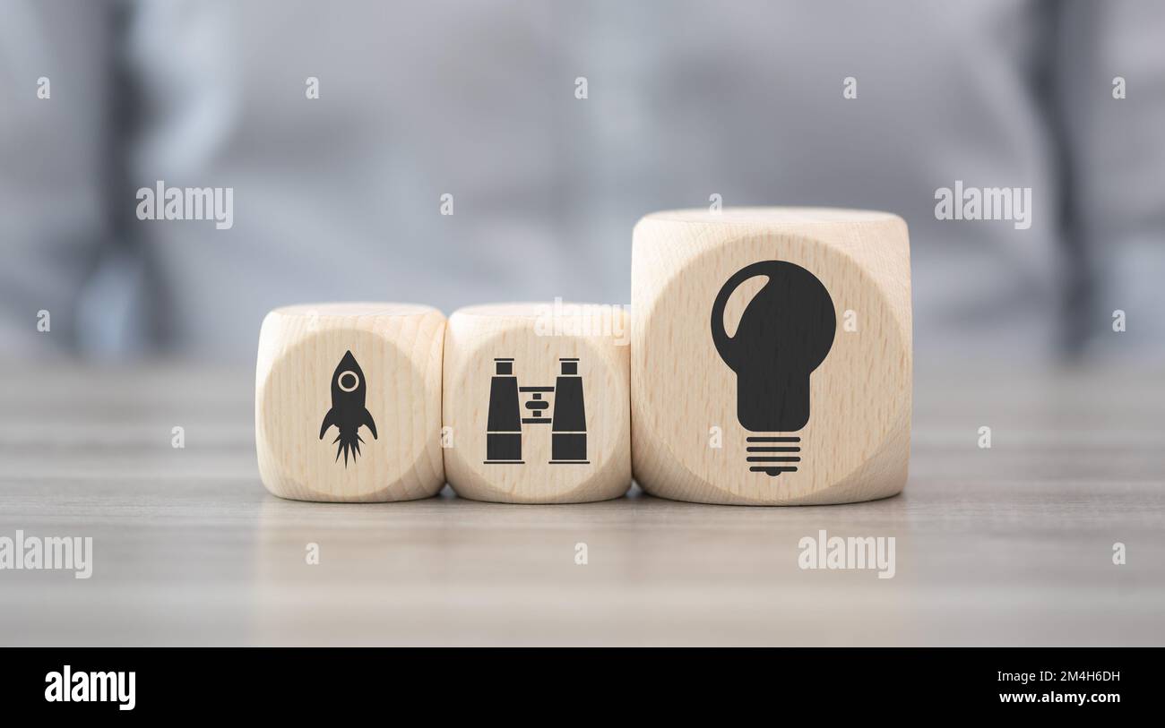 Wooden blocks with symbol of innovation concept Stock Photo - Alamy
