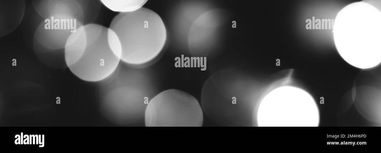 Blurred lights black and white background, banner texture. Abstract ...