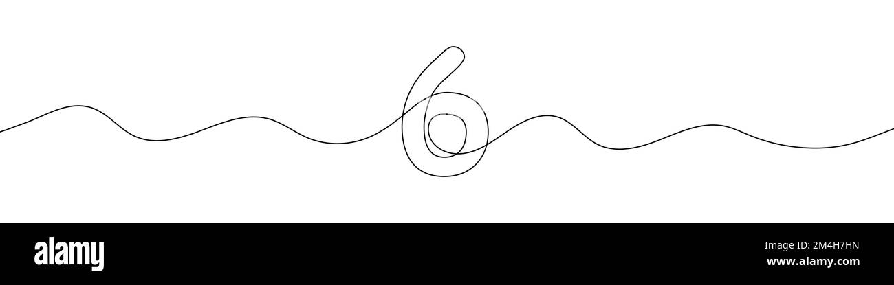 Number 6 in continuous line drawing style. Line art of number six ...